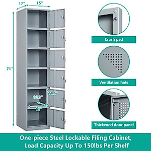 SISESOL Metal Lockers for Employees Steel Locker Large School Locker Metal Wall Locker Office Employee Lock Box 71" Steel Storage Cabinet Storage Locker Cabinet for Home Gym Office School Garage