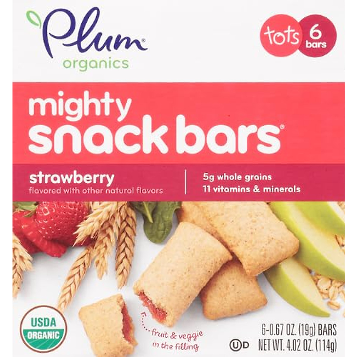 Plum Organics Tots Mighty 6 Bars - Strawberry - 4.02 Oz