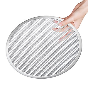 Milkary 4 Pieces Seamless Round Pizza Screen, 2 Pieces 12 inch Aluminum Mesh Pizza Screen and 2 Pieces 10 inch Pizza Mesh Baking Tray for Home Kitchen Restaurant Supplies