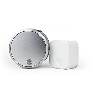 August Smart Lock Pro + Connect Hub - Wi-Fi Smart Lock for Keyless Entry - Works with Alexa, Google Assistant, and more – Silver