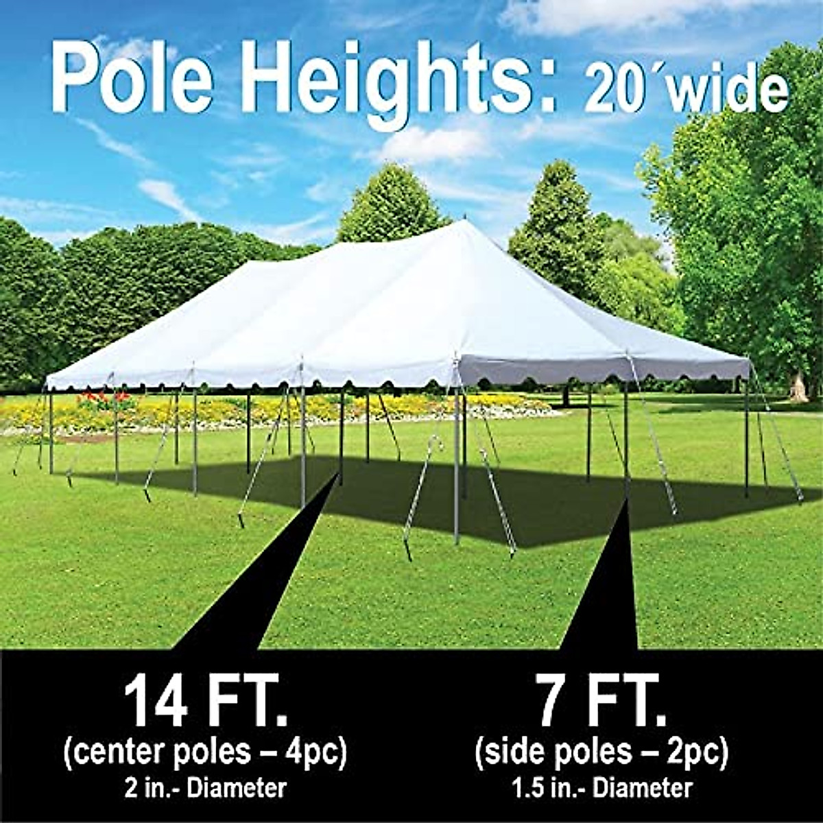 TentandTable 20' x 40' Premium Canopy Tent, White, Outdoor Pole Tent, 80-160 Person Capacity for Parties, Weddings, Events, Commercial and Residential Use, Large Heavy Duty Vinyl Canopy Tents
