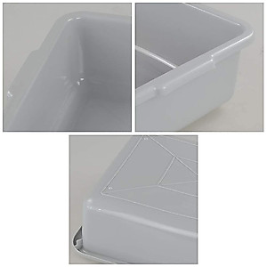 Ucake 3-Pack Plastic Bus Tub, 13 L Plastic Utility Bus Box Dish Pan, Grey