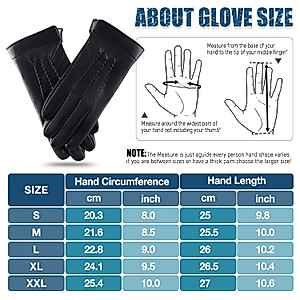 QUKOPSE Winter Leather Gloves for Men,Touchscreen Snow Driving Gloves with Cashmere Lining for Motorcycle Driving Riding