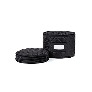 Covermates Keepsakes - Dish Storage - Padded Protection - ID Window - Stain Resistant - Machine Washable - China Storage-Black