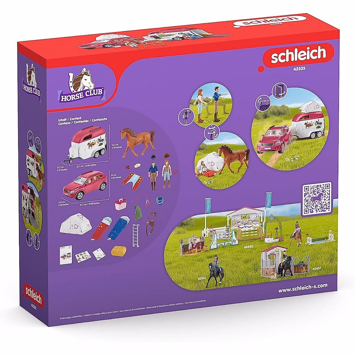 Schleich Horse Club — Horse Adventures with Car and Trailer Horse Play Set, 110 Piece Set of Horse Toys for Girls and Boys Ages 5+