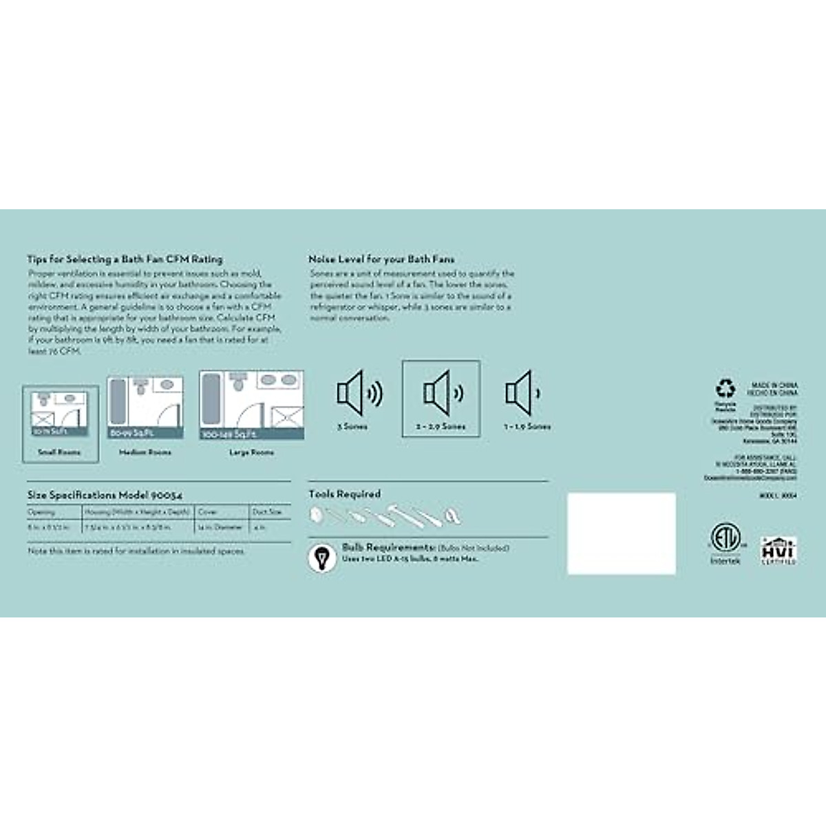 Good Housekeeping 90054z Yorkshire Decorative Bathroom Ventilation Exhaust Fan and Light, Medium, Matte Black