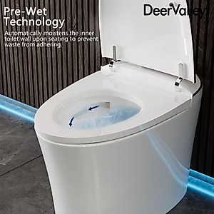 DeerValley Smart Toilet, One Piece Bidet Toilet for Bathrooms,Modern Elongated Toilet with Warm Water Sprayer & Dryer, Foot Sensor Operation, Heated Bidet Seat with Remote Control