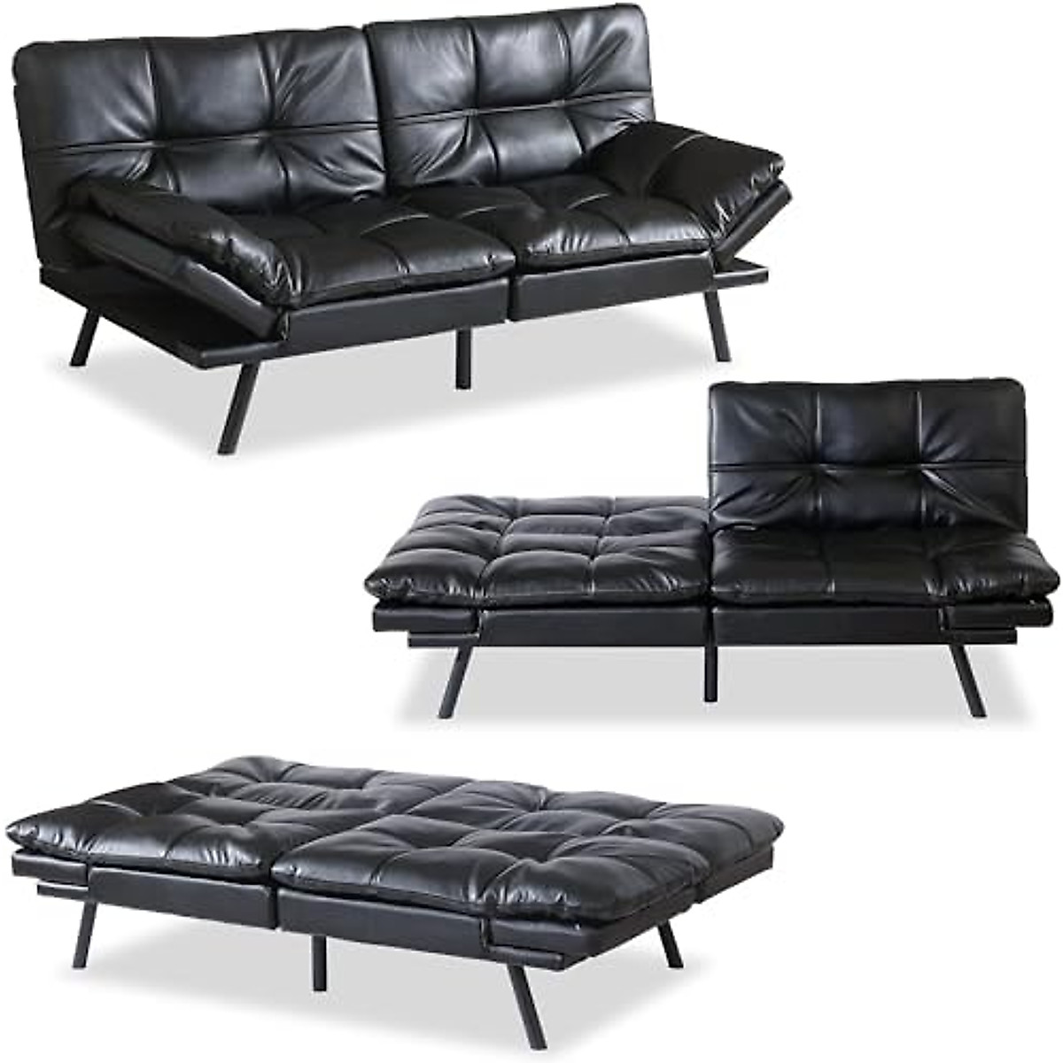 MUUEGM 267PU-BK-222 Sofabed, Medium, Black-Update