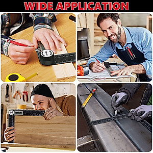 Hiboom 9 Packs Carpenter Pencil Set, 4 Solid Carpenter Pencils with Sharpener and 36 Refills, 2 in 1 Digital Angle Finder Protractors Marking Tools for Construction Woodworking(Set 3)