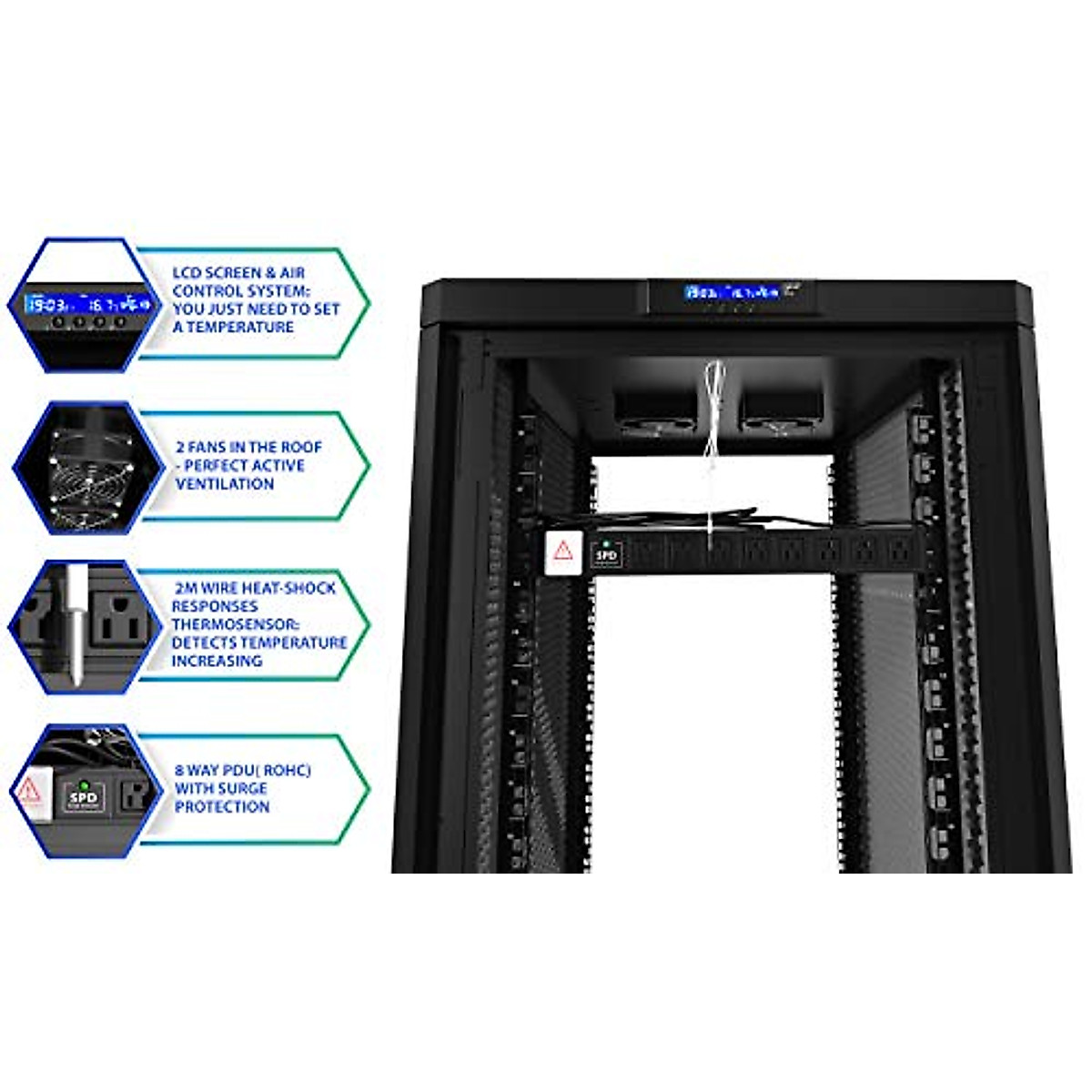 Soundproof Server Rack Quiet - Acoustic Sound Proof Server Cabinet - Up to 36% Noise Reduction - Locking Server Enclosure - Silent Networking Cabinet - Noise Sound Dampening Box (15U)
