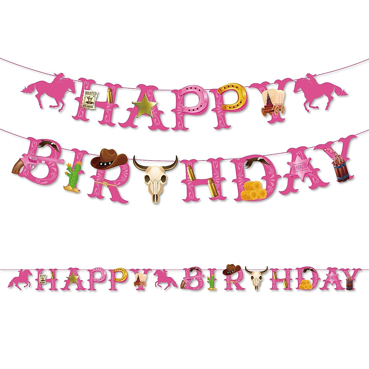 XINDE Cowgirl Themed Party Decorations Cowgirl Happy Birthday Banner, Western Cowboy Party