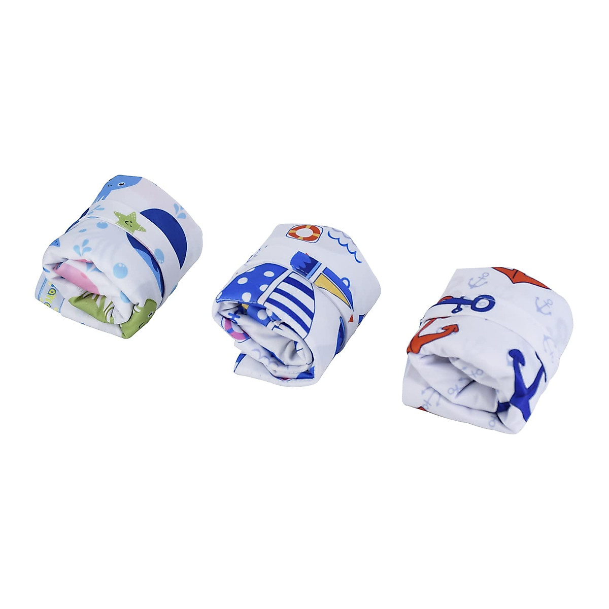 3 Pcs Cloth Diaper Wet Dry Bags Waterproof Reusable Travel Daycare Baby Pump Parts Bag for Swimsuits Clothes with Zipper (Whale + Sailing + Anchor)