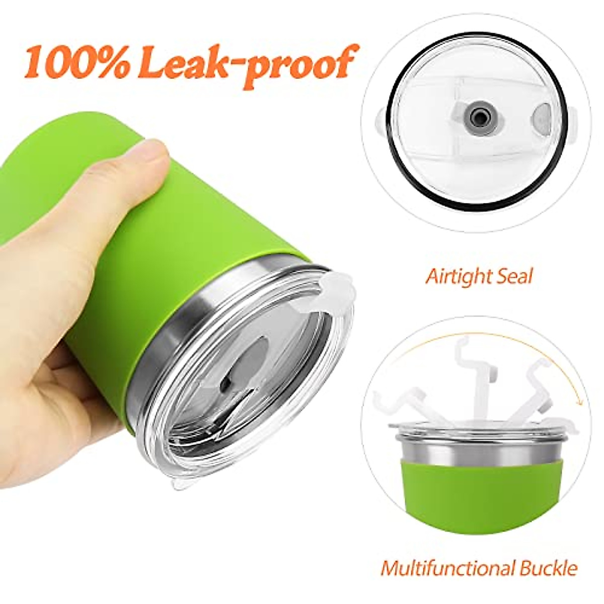 Yummy Sam 5 Pack Kids Cups with Straws and Lids 12 oz Stainless Steel Spillproof Unbreakable Water Drinking Bottle with Non-Slip Heat Insulation Sleeves for Children Adult School Outdoor Home Use