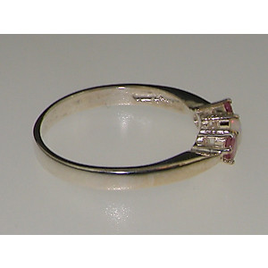 LetsBuyGold 925 Sterling Silver Real Genuine Opal and Pink Tourmaline Womens Trilogy Anniversary Ring - Size 7