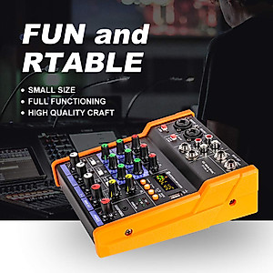 G-MARK PTM-4 4-Channel DJ Mixer, Bluetooth, USB Audio Interface, 3-Band EQ, Phantom Power, for PC, Karaoke, Live Performance, KTV, Studio Recording