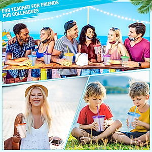 Hsei Clear Plastic Tumbler with Straw and Lid Bulk Water Bottle Iced Coffee Travel Mug Cup with Lid and Straw Reusable Plastic Cups for Kids Christmas Water Smoothie Party Birthday (28 Pack,16 oz)