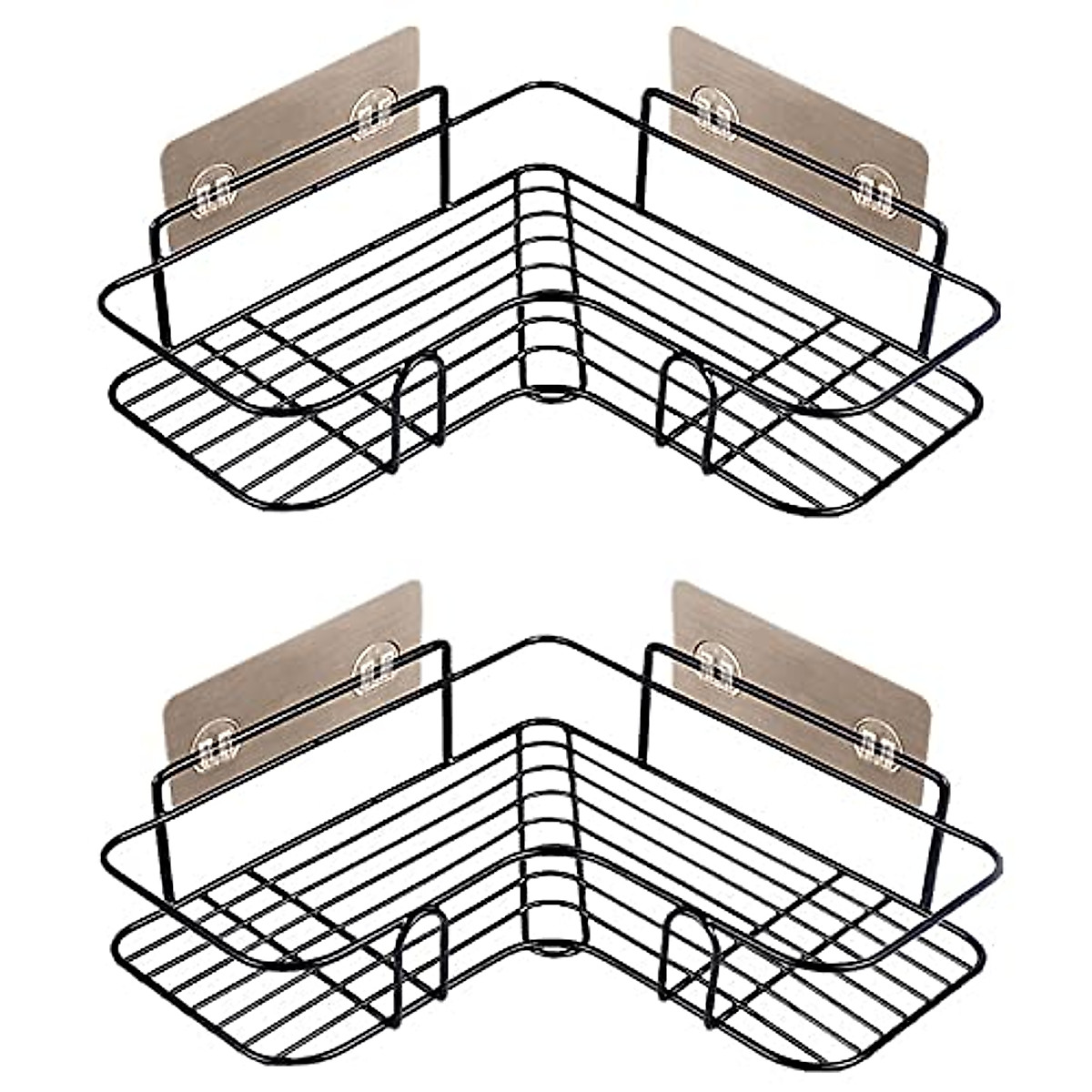 Corner Shower Caddy 2-Pack, Bathroom Shelf with 4 Pack Powerful Adhesive Hooks, 2-in-1 Organizer Storage for Toilet, Kitchen, and Dorm.