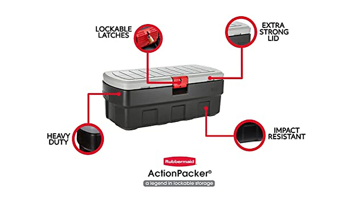 Rugged Rubbermaid ActionPacker 48 Gal Lockable Storage Bin