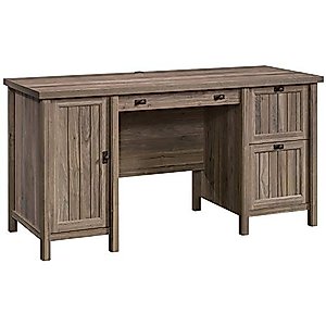 Sauder Costa Washed Walnut Office Desk with Drawers, Washed Walnut Finish