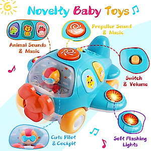 OCATO Baby Toys for 1 Year Old Boy Girl Gifts Crawling Infant Baby Toys 12-18 Months Interactive Light Up Baby Musical Toys for Toddlers 1-3 Learning Airplane Toys Gifts for 1 2 3 Year Old Boys Girls
