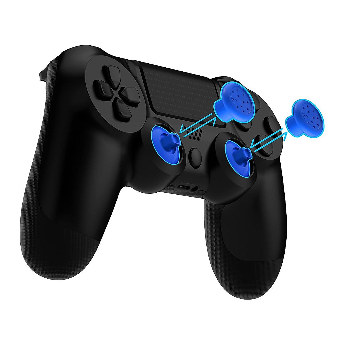 eXtremeRate ThumbsGear Interchangeable Ergonomic Thumbstick for PS5 Controller, for PS4 All Model Controller - 3 Height Domed and Concave Grips Adjustable Joystick - Blue