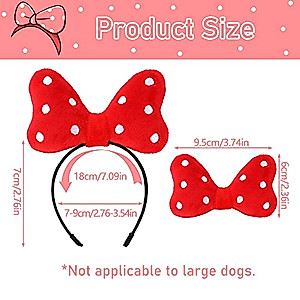 Whaline 4 Pack Valentines Day Pet Headbands and Bow tie Collar Set Cute Red Pink Polka Dot Pet Costume Accessory for Cat Puppy Rabbit Birthday New Year Valentine Party Wedding Costume Photo Prop