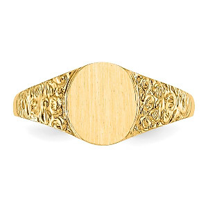 IceCarats 14K Yellow Gold Custom Engraved Signet Ring Handmade Personalized Monogram Initial Letter Band Size 6