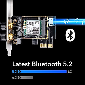 Cudy New AX3000 Wireless WiFi 6 PCIe Card for PC, Bluetooth 5.2, AX200, 3000Mbps WiFi 6 Speed, Bluetooth 5.2/5/4.2/4.0, 802.11ax/ac/a/b/g/n, Windows 11, 10, WE3000 V2