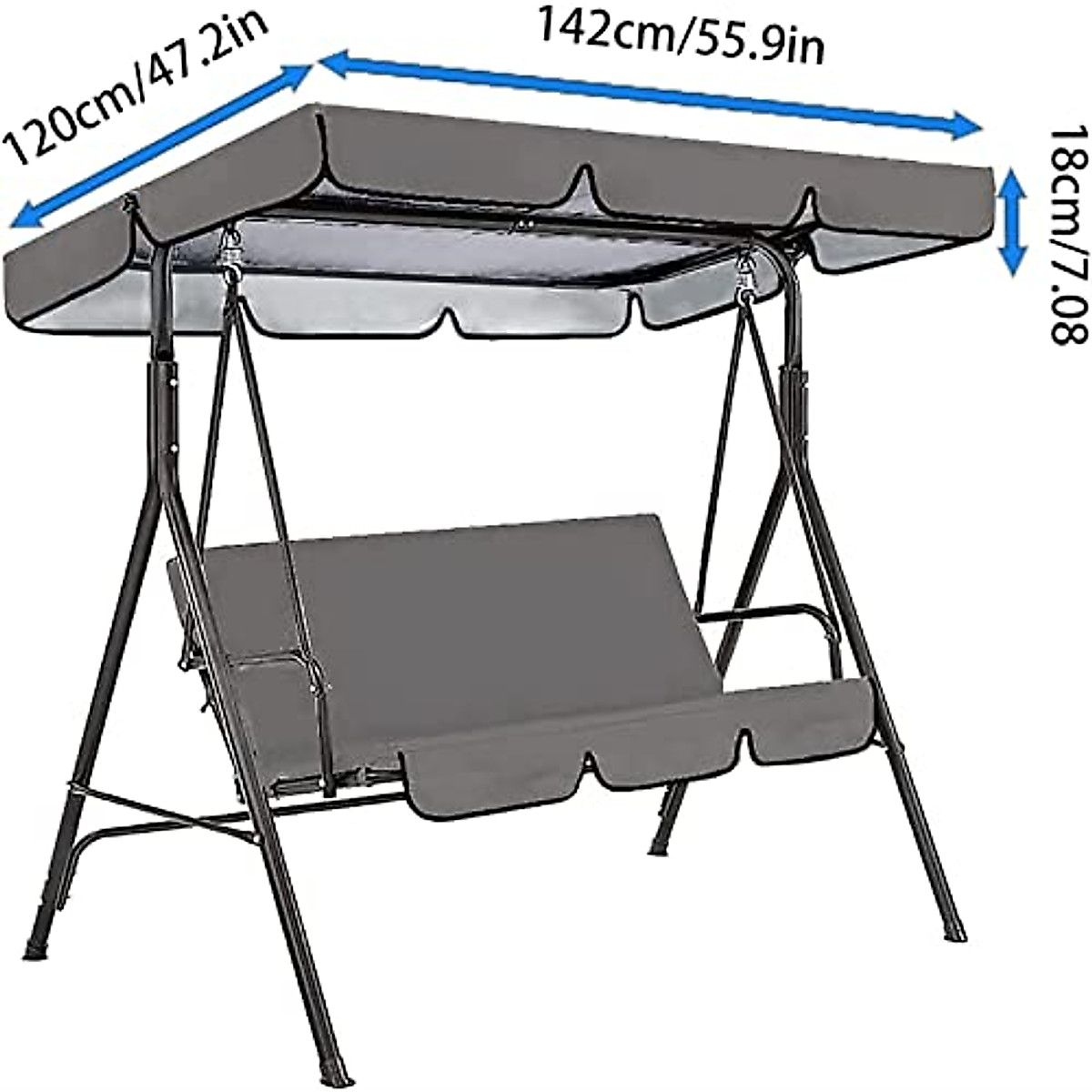 Patio Swing Canopy Waterproof Top Cover Set, Courtland Swing Replacement Awning Canopy Covers for Swing Chair Glider All Weather Protection Outdoor Garden Furniture(Dark Green, Three-seater76.77in)