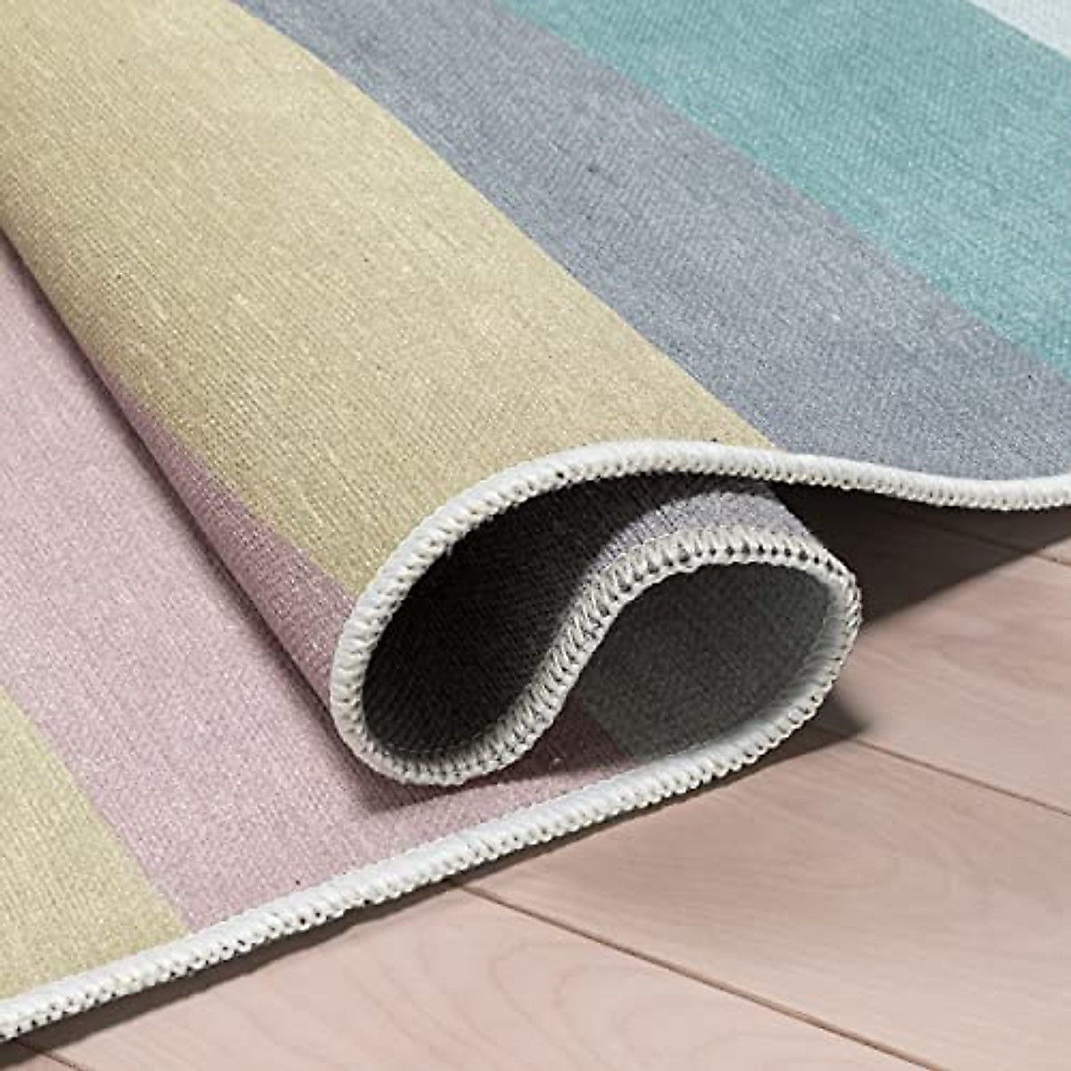 Well Woven Kids Rugs Kaleidoscope Rainbow 5' x 7' Multi Pastel Modern Printed Machine Washable Area Rug