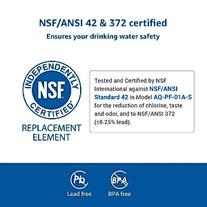 AQUA CREST Water Filter Replacement for All Waterdrop Pitcher and Dispenser Filtration System, Fits Waterdrop WD-PF-01A Plus, Reduces PFAS, PFOA/PFOS, Chlorine, Last Up to 200 Gallons (Pack of 3)