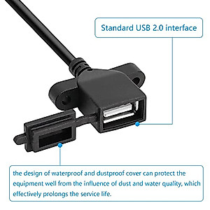 RIIEYOCA 2Pcs USB Female Plug 2pin Bare Wire,USB Power Data Cable with Dust Cap DIY Pigtail Cable for USB Equipment Installed or DIY Replace Repair （30CM）