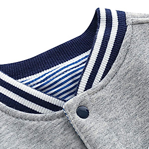 famuka Baby Boy Spring Coat Little Kids Baseball Cardigan Jacket (Grey, 6-12 Months)