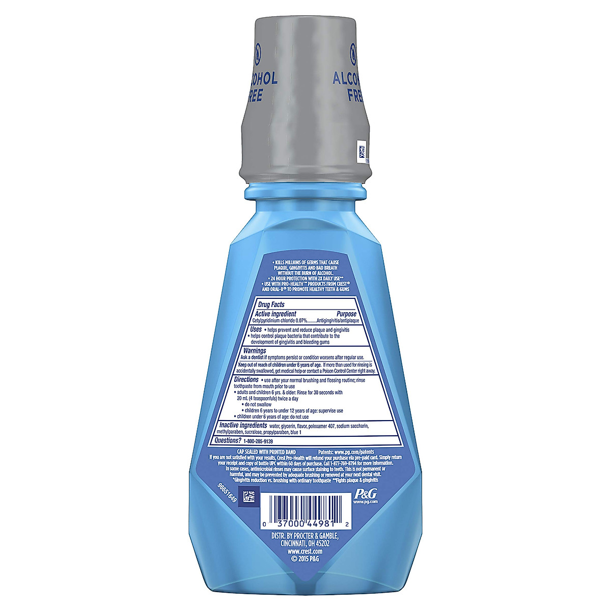 Crest Pro-Health Mouthwash, Alcohol Free, Clean Mint Multi-Protection, 500 mL (16.9 fl oz)