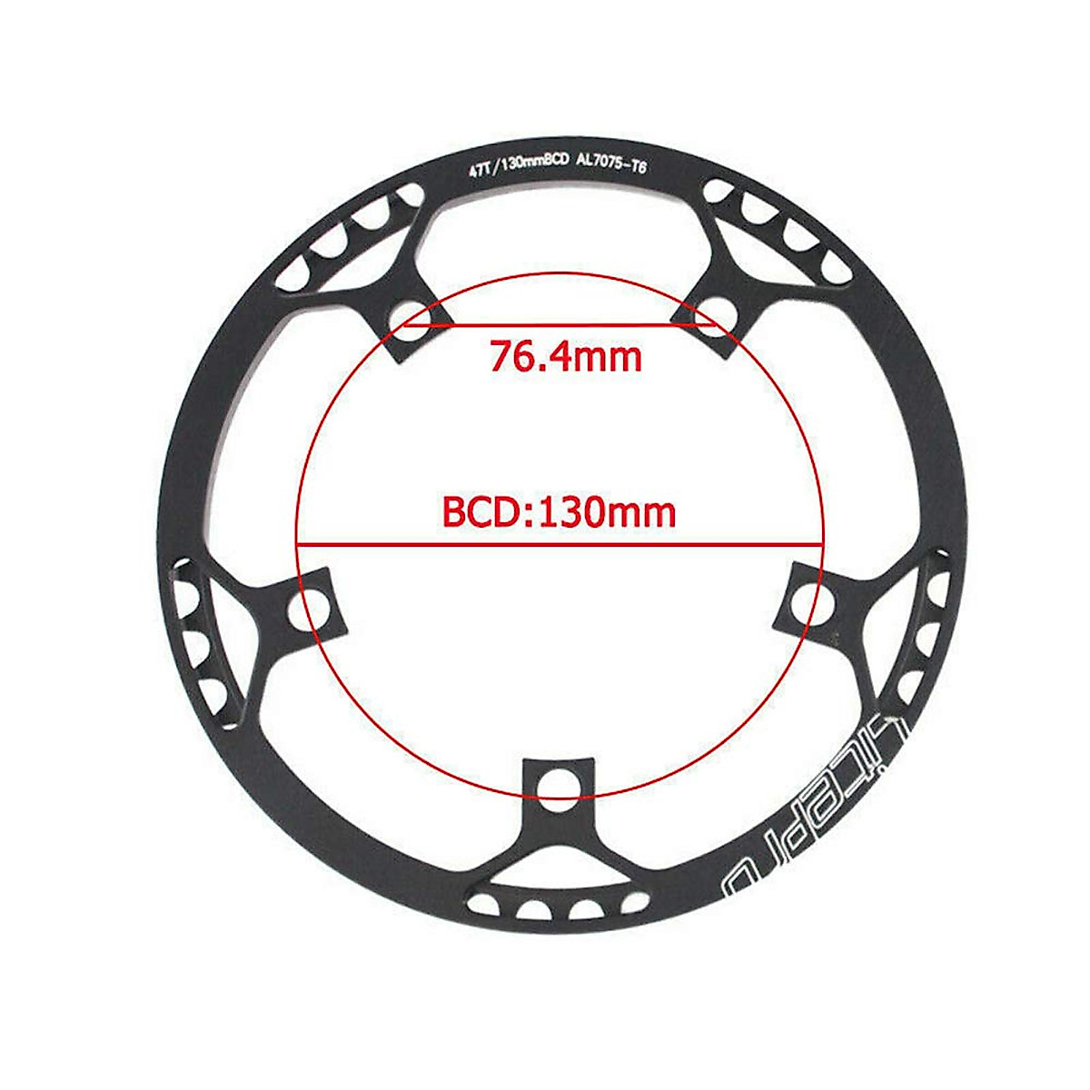 Folding Bike 130 BCD Crank, Round Single Speed Chainring 45T 47T 53T 56T 58T, Bicycle Black Aluminium Alloy Ultralight Sprocket Crankset, Fit 14'' 16'' 20'' Folding Bike