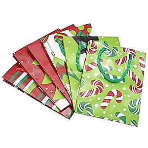 JOYIN 18 Pack Christmas Gift Bags, Holiday Paper Bags for Christmas Gift-Giving, Classroom and Party Favors (not included tissue paper)