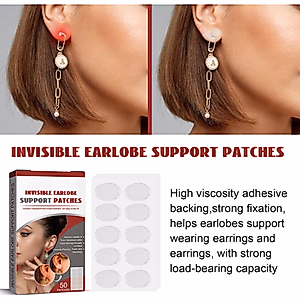 Ear Lobe Support Patches Earring Support Patches Invisible Ear Lobe Support Tape Portable Earlobe Support Patches Large Earrings Support Sticker Reduces Strain for Women Long Time Wear Earring