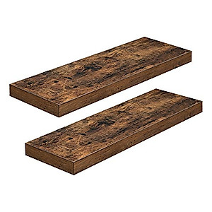 VASAGLE Wall Shelf Set of 2, Vintage Floating Shelf 23.6 Inch, Hanging Shelves Wall Mounted,Rustic Brown & Wall Shelf, Vintage Floating Shelf 23.6 inch, Hanging Shelves Wall Mounted, Rustic Brown