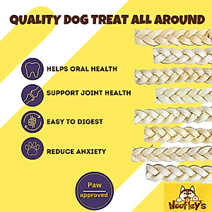 Woofley's 6" Buffalo Beef Cheek Braids Regular - (20 Count)- Beef Cheek Dog Chews - No Hide Bones for Dogs