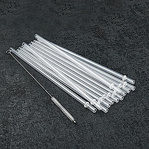 ALINK 12-Pack Reusable Hard Plastic Clear Straws, 10.5 inch Tumbler Straws with Cleaning Brush