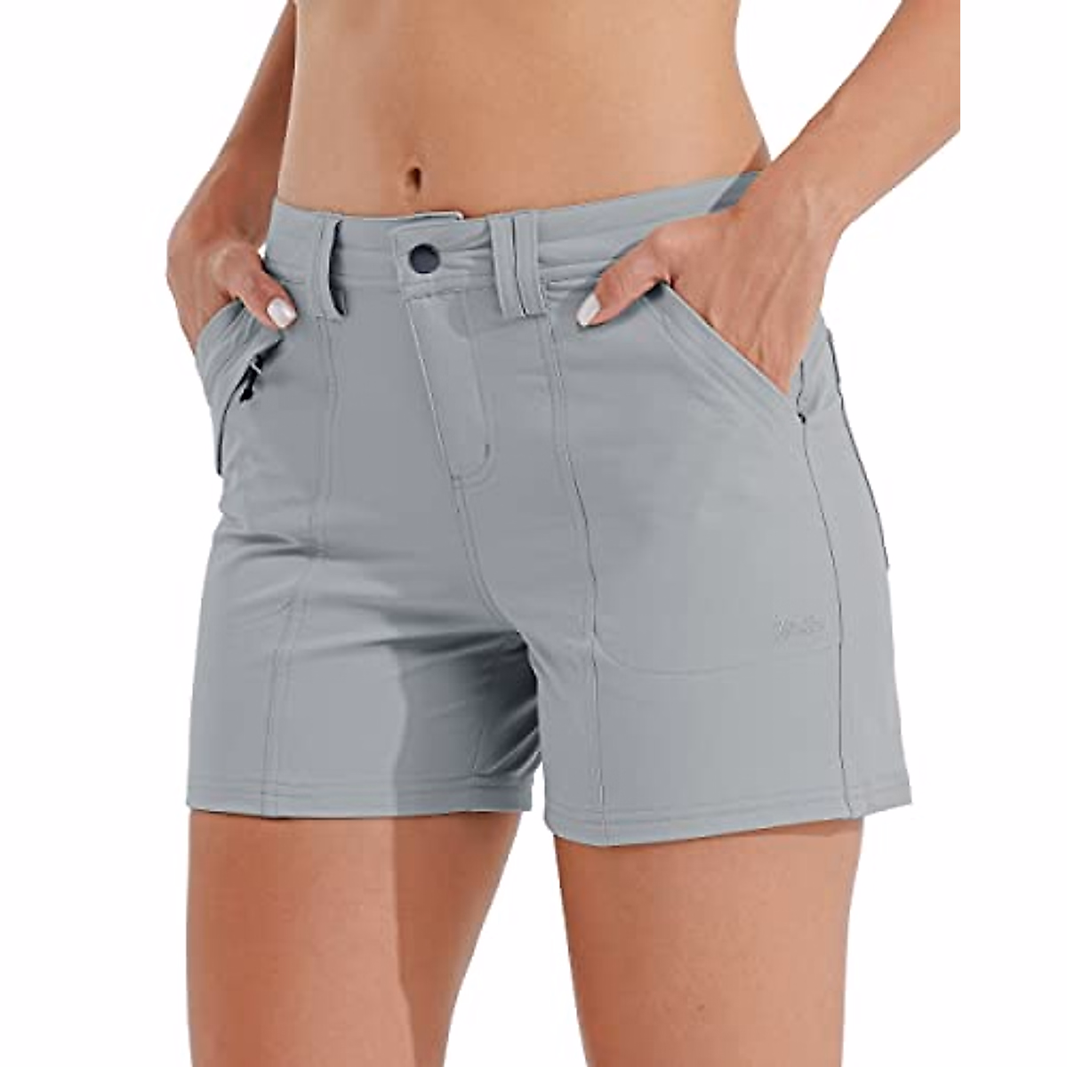 Willit Women's Golf Hiking Shorts Quick Dry Athletic Casual Summer Shorts with Pockets Water Resistant 4.5" Gray 8