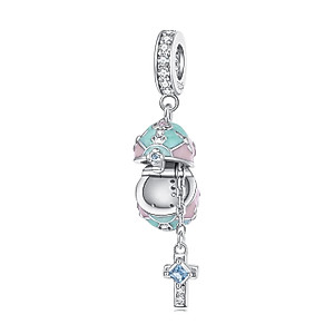 Easter Egg Pendant Charm 925 Sterling Silver Charm Fits For Pandora Bracelet Necklace, BSC779