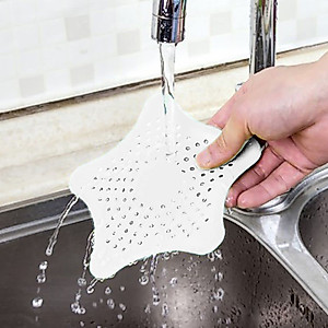 Starfish Kitchen Floor Drain, Durable Silicone Hair Stopper With Suction Cup, Shower Drain Covers Suit For Bathroom Bathtub And Kitchen, Easy To Install And Clean Sink Strainer, White