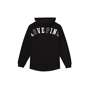 Victoria's Secret Pink Cotton Oversize Pullover Glitter Hoodie Tee/Shirt Color Black Shine Size Medium New