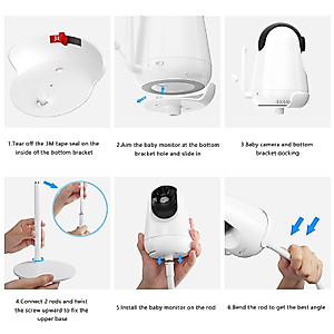 Koroao Baby Monitor Mount,Universal and Flexible VAVA and Hipp Baby Monitor Camera Mount Sturdy Baby Monitor Bracket Compatible with VAVA/Hipp Baby Monitor, No Tools or Wall Damage Required