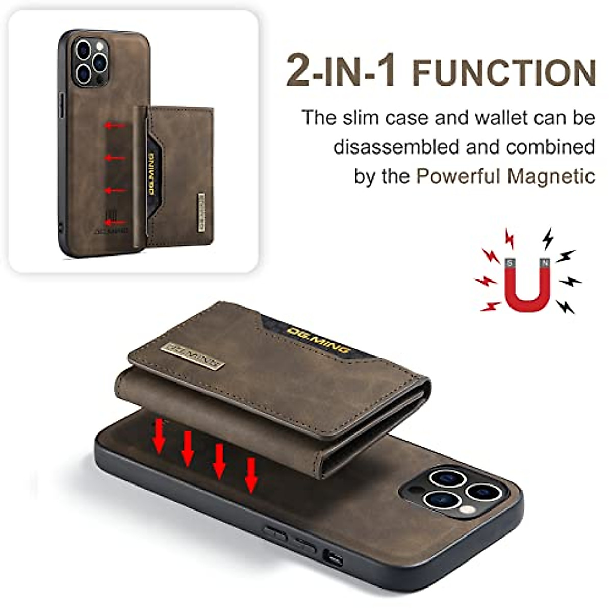 ZCDAYE Wallet Case for iPhone 13 Pro Max Case,iPhone 13 Pro Max (6.7 inches) Case, iPhone 13 Pro Max Leather Case with Removable Card Holder - Khaki