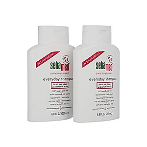 Sebamed Everyday Shampoo for All Hair Types and Sensitive Scalp Hypoallergenic Dermatologist Recommended pH 5.5 Soap and Alkali Free 6.8 Fluid Ounces (200 Milliliters) Pack of 2