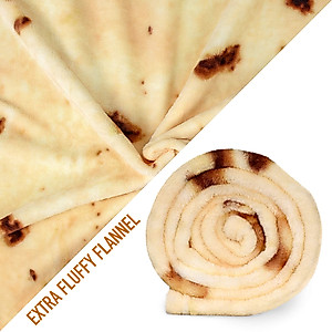 Zulay Burritos Tortilla Blanket Wrap - Double Sided 71 inches Blanket - Holiday Novelty Blanket - Soft Flannel Round Blanket Premium 285 GSM - Fun White Elephant Gift for Adults