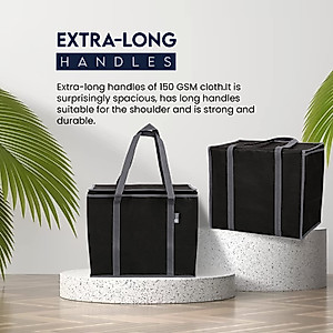 Insulated Reusable Grocery Bags(Pack of 2-Extra Large)Black, Portable Travel Bag For Frozen Food, Reusable Bags with handles-Foldable Insulated Bag Grocery, For Hot Cold Food Reusable Shopping Bags
