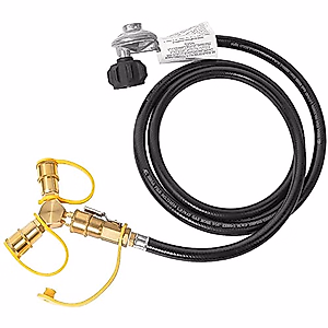 Stanbroil Solid Brass 1/4" RV Propane Quick Connect Y Splitter Adapter, Replacement for RV Trailer and Quick Connect Propane Hose Connect to Motorhome Tabletop Grill